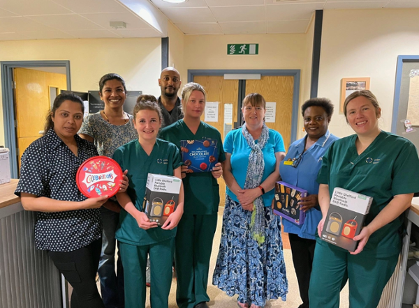 Donations fund DAB radios and a hamper for Bronglais ward - Hywel Dda ...